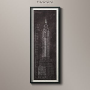 Chrysler Building Blueprint : Vintage New York City Manhattans Chrysler ...