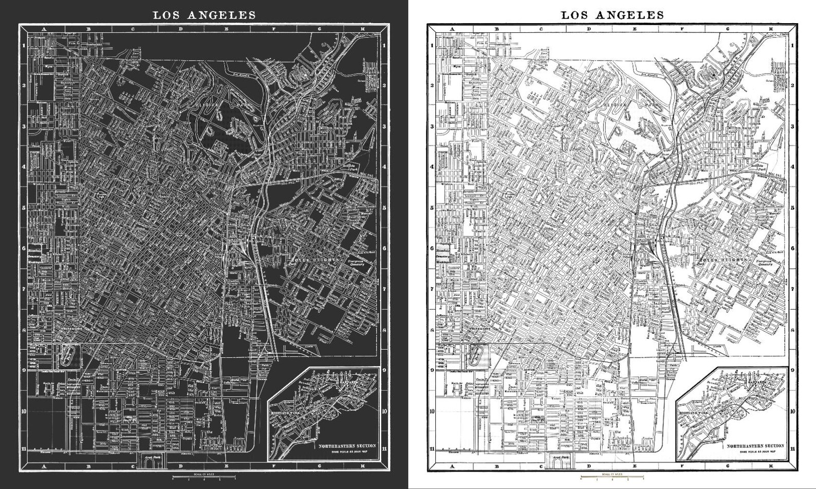 Los Angeles Map Print Version 1: 1900s Lithograph Map of Los | Etsy