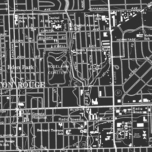 Baton Rouge Map : Vintage Baton Rouge Map Print - Old Baton Rouge Map ...