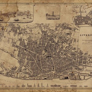 Liverpool Map : Vintage Liverpool Map Print Poster - Liverpool England ...