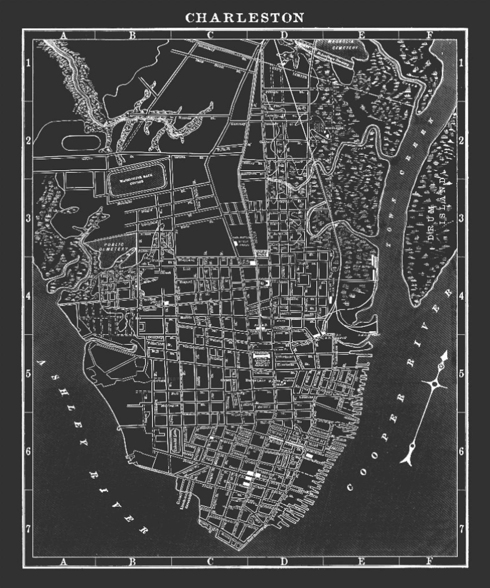 Charleston Map : Vintage Charleston South Carolina Map Print - Etsy