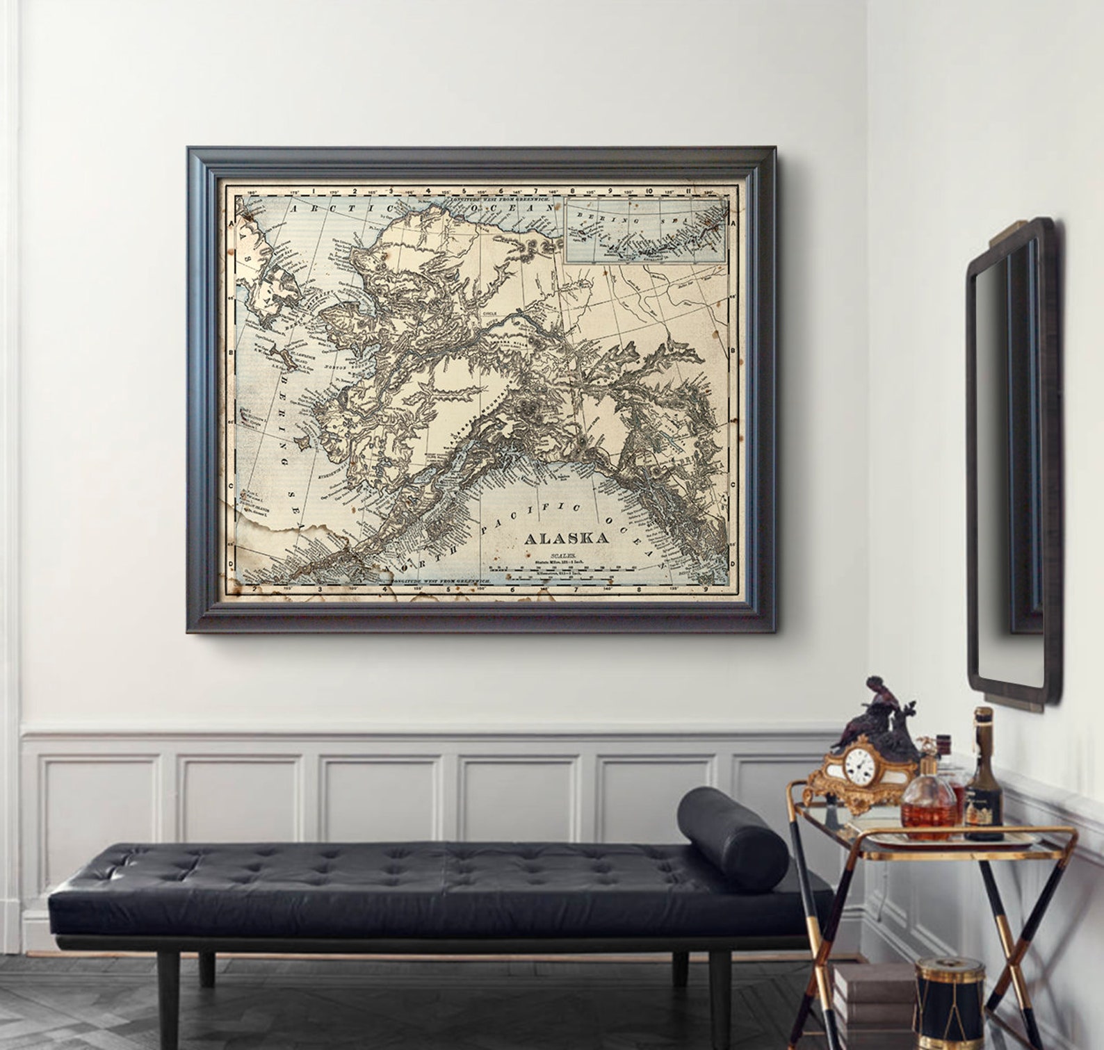 Alaska Map Print : Vintage Alaska Map Art Alaska Poster - Etsy