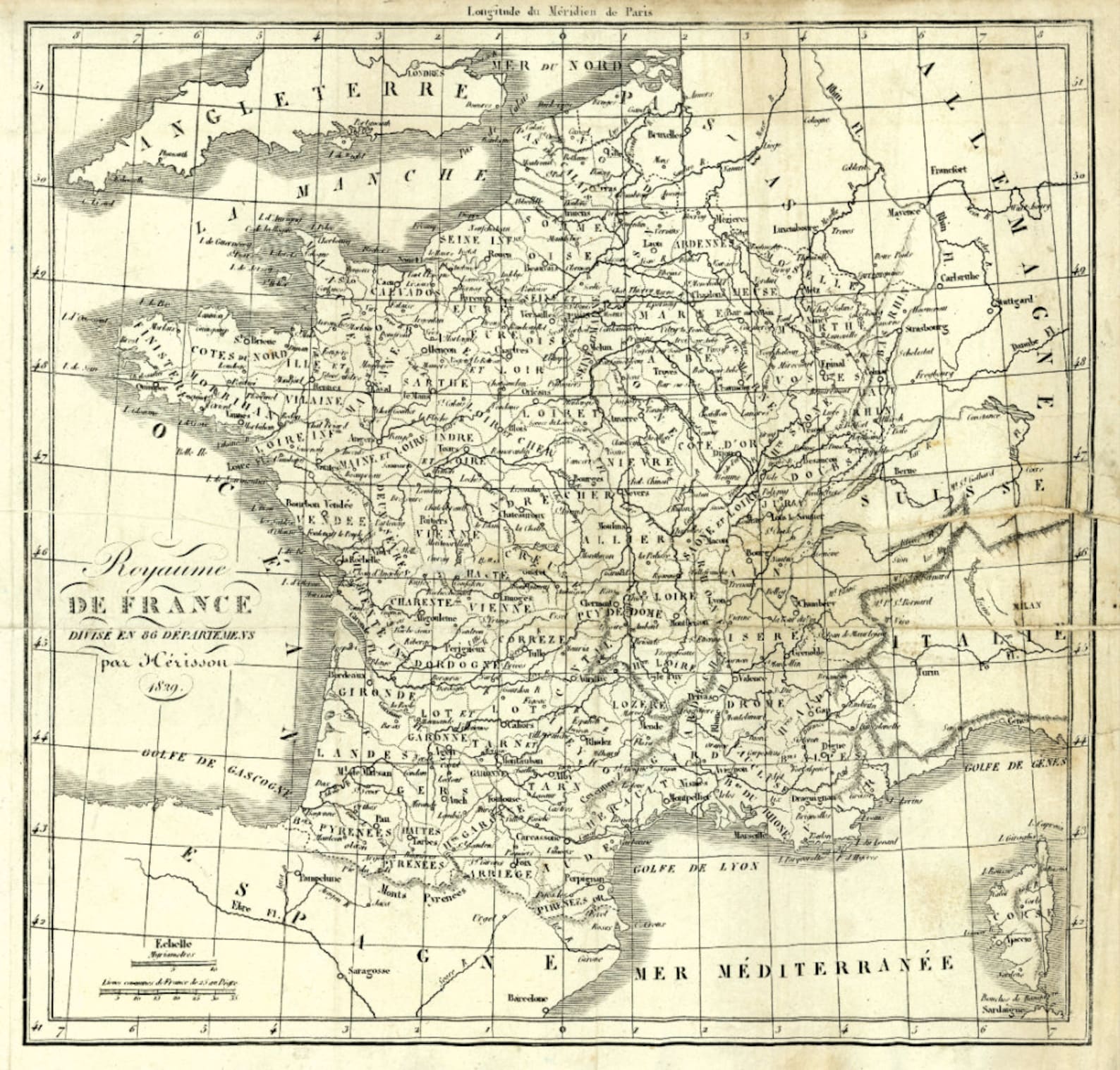 France Map Print : Vintage France Map Print Old France Map | Etsy