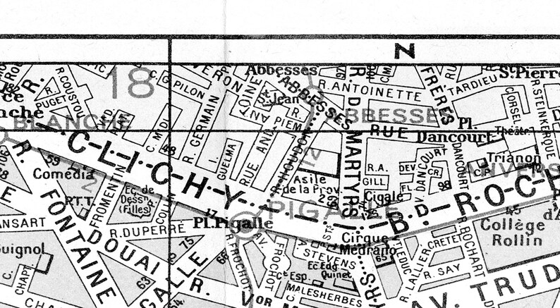 Paris Street Map : 9th Arrondissement Map Opéra Print - Etsy