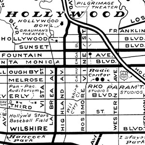 Vintage Los Angeles Map : 1940s Los Angeles Metro Map - Archival Los ...