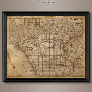 Vintage Los Angeles Map : Old Los Angeles Map Print Circa 1930 - Giclée ...