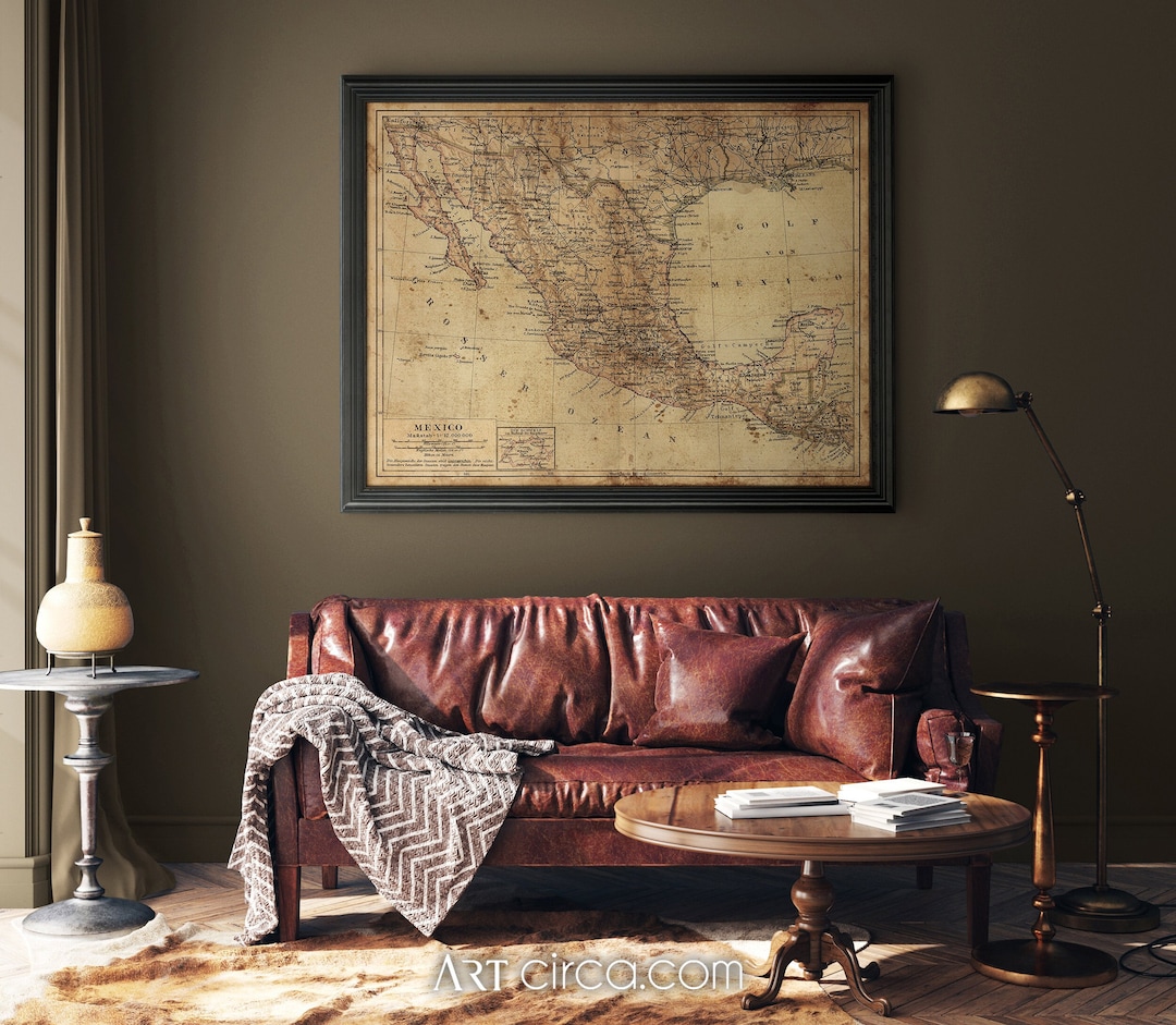 Mexico Map : Old Mexico - Vintage Mexico Map Print - Large Mexico Map ...