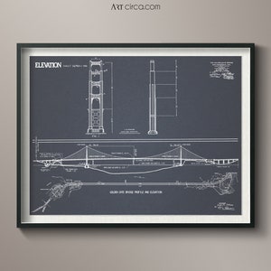 Golden Gate Bridge Blueprint : Vintage San Francisco Golden Gate Bridge ...