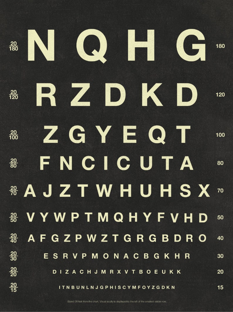 Eye Chart Print : Vintage Eye Charts Letters Vintage Eye | Etsy