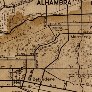 Vintage Los Angeles Map : Old Los Angeles Map Print Circa 1930 - Giclée ...