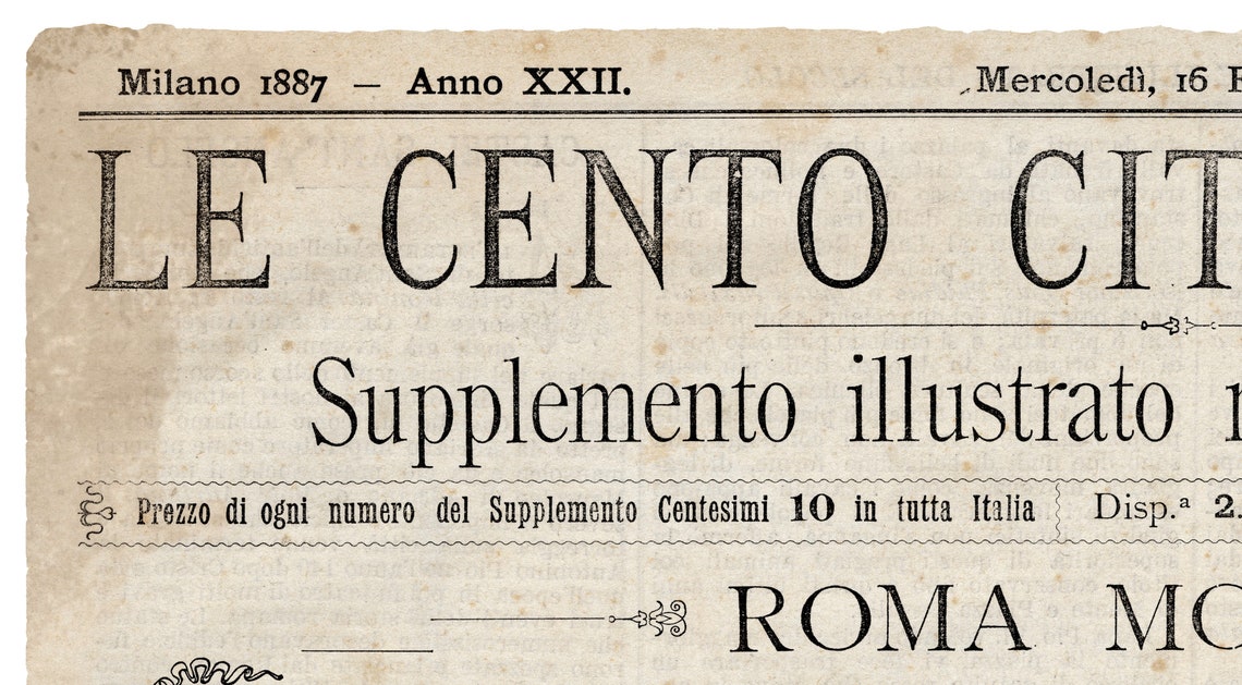 Vintage Italian Newspaper : Roma Moderna Full Cover 2 | Etsy