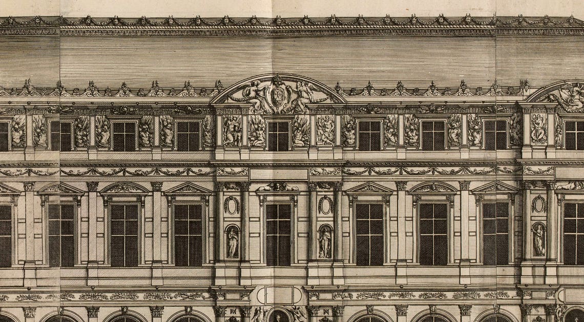 Paris Louvre Print : Circa 1756 Elevation of the Louvre - Louvre ...