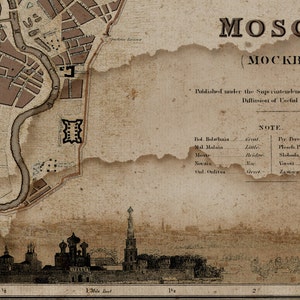Moscow Map : Vintage Moscow Map Print Poster Circa 1836 Moscow - Etsy