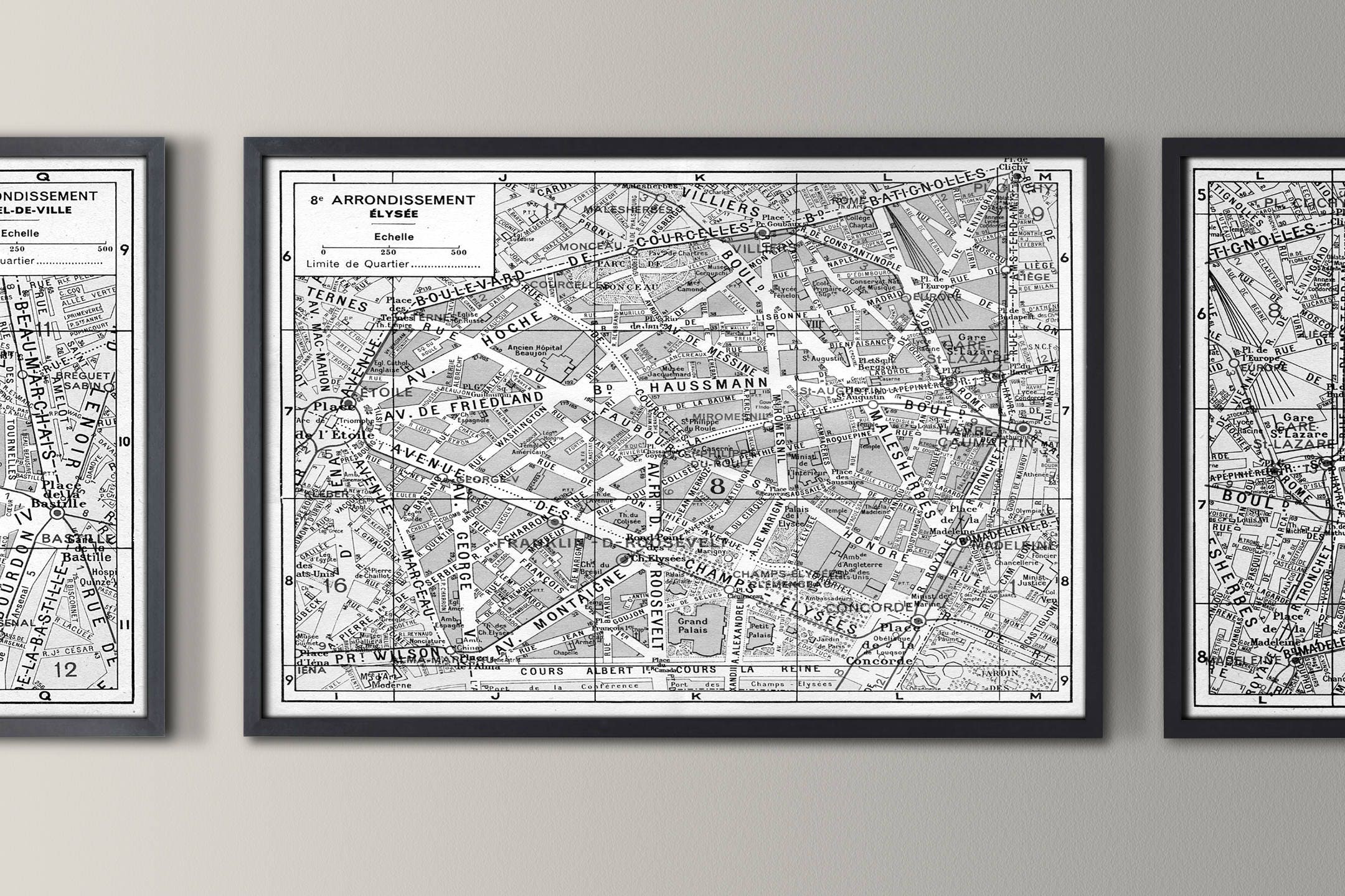 Paris Map 8th Arrondissement Map Élysées map Print : | Etsy