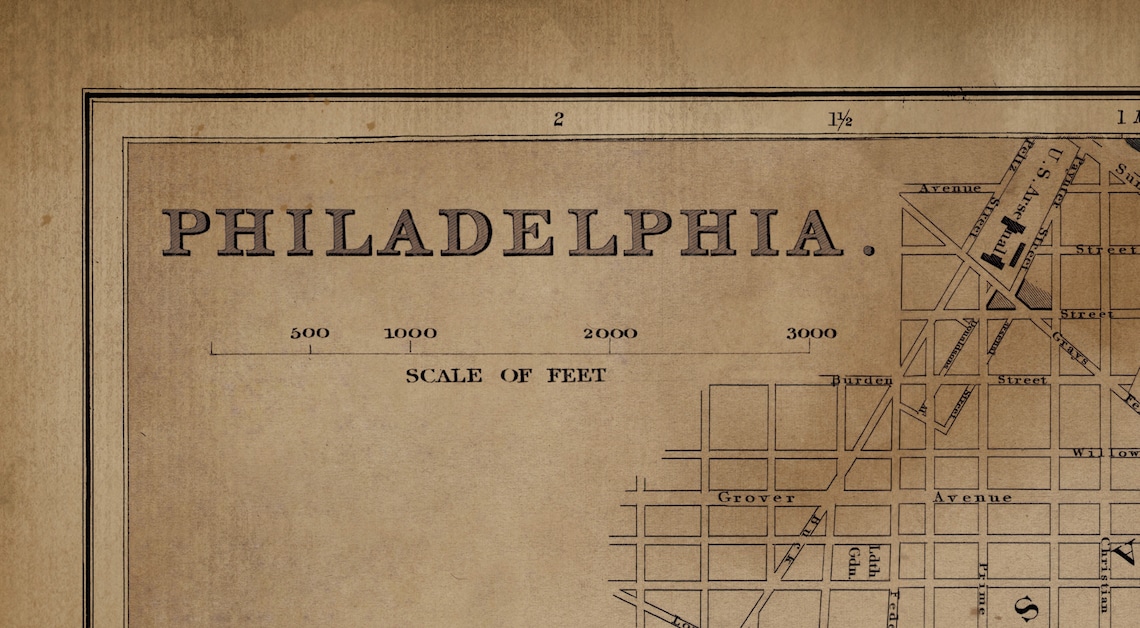 Philadelphia Map : Vintage Philadelphia Map Print Poster Circa | Etsy