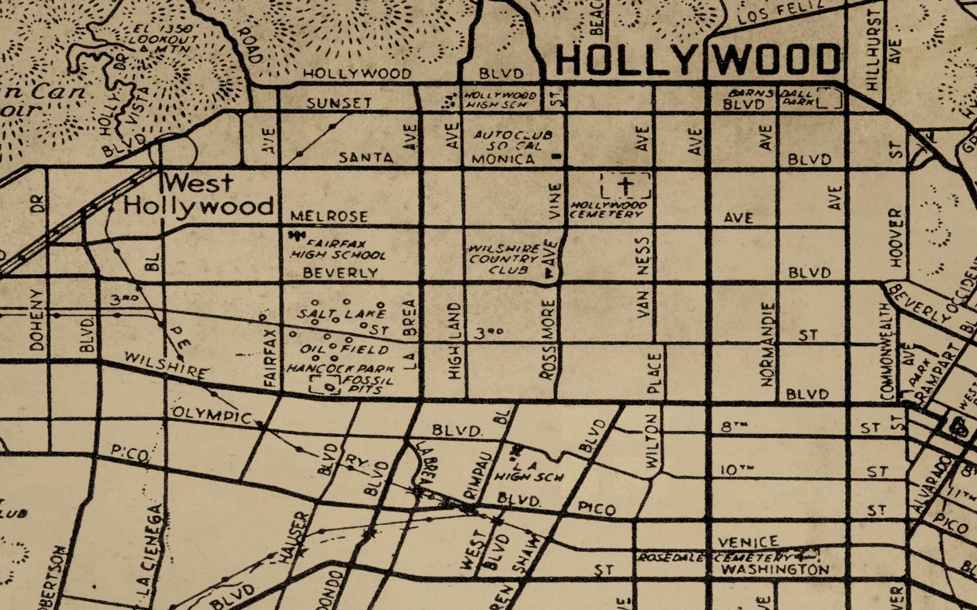 Vintage Los Angeles Map : Old Los Angeles Map Print Circa 1930 | Etsy