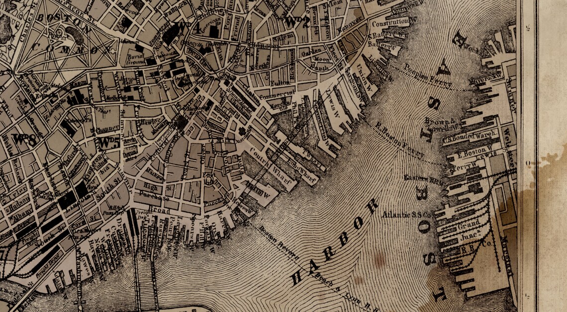 Boston Map Print : Vintage Boston Map Print Poster 1894 Old | Etsy