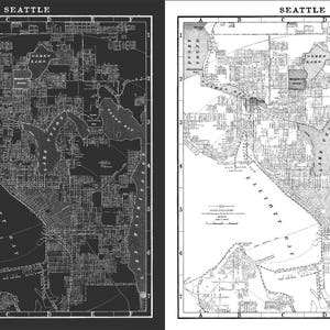 Seattle Map : Vintage Seattle Map Print Poster - Giclee Seattle Map ...