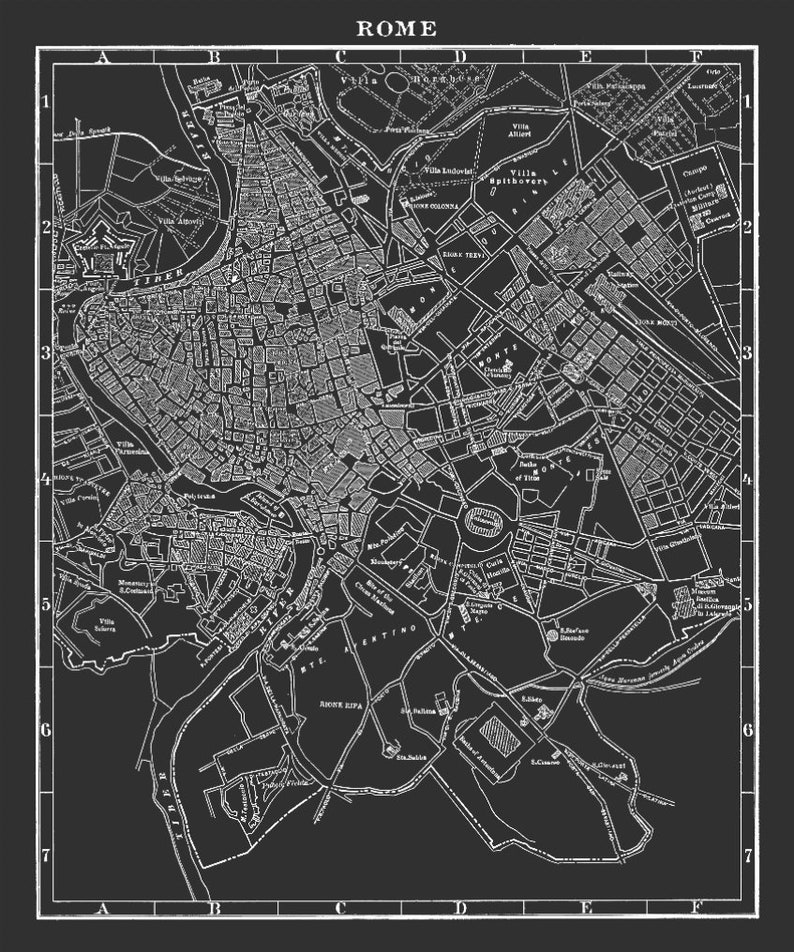 Rome Map : Vintage Rome Map Print Old Rome Italy Map Print - Etsy