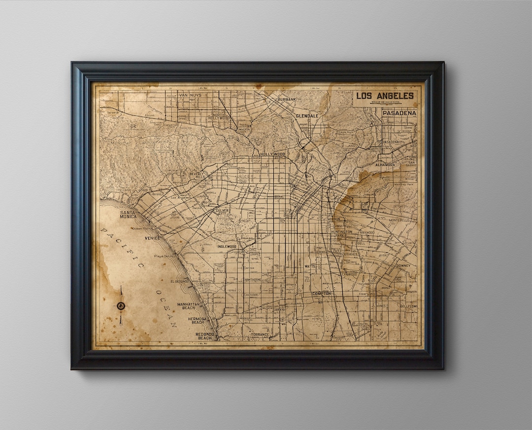 Vintage Los Angeles Map : Old Los Angeles Map Print Circa 1930 - Etsy