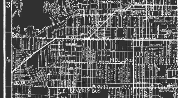 Hollywood Boulevard Los Angeles California Mapa Historical Map Los