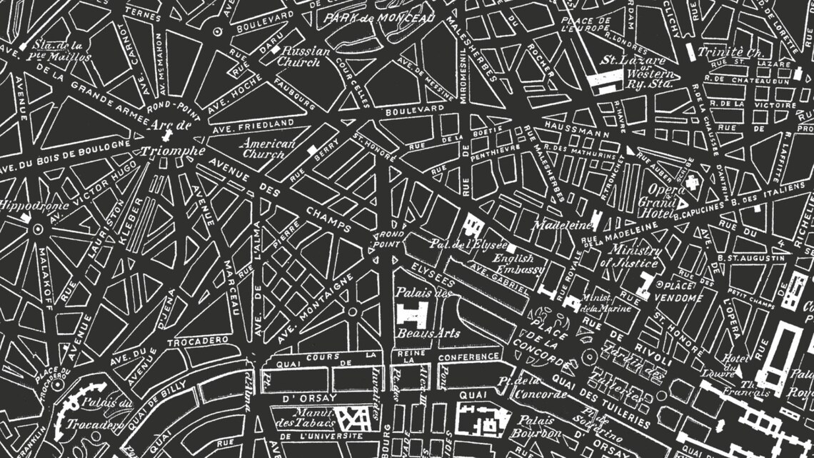Paris Map Print : Vintage Black and White Paris Map Print - Etsy