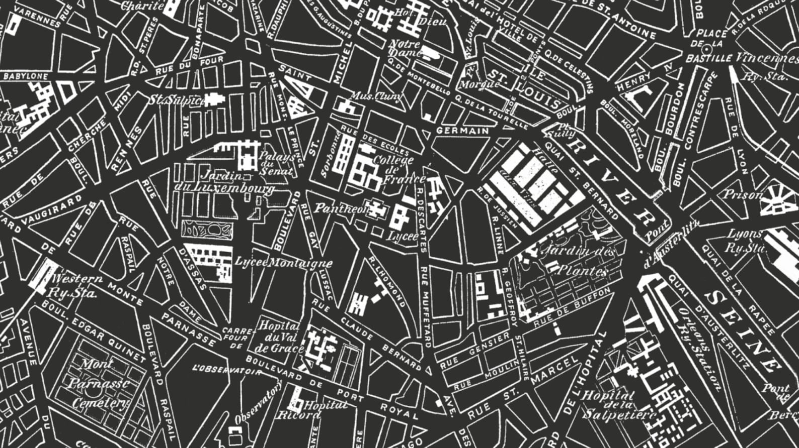 Paris Map Print : Vintage Black and White Paris Map Print Poster ...