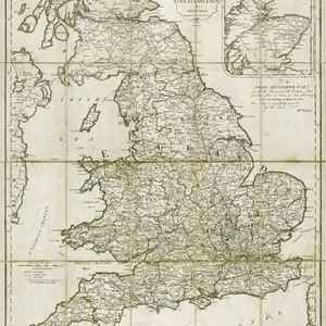 England Map : Vintage Map of England Great Britain Map - Etsy