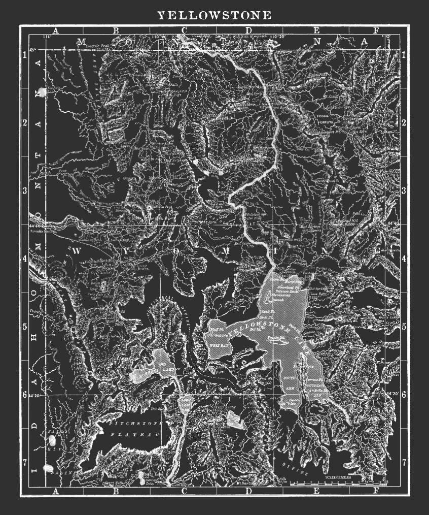 Yellowstone Map : Vintage Yellowstone Map Print Yellowstone | Etsy