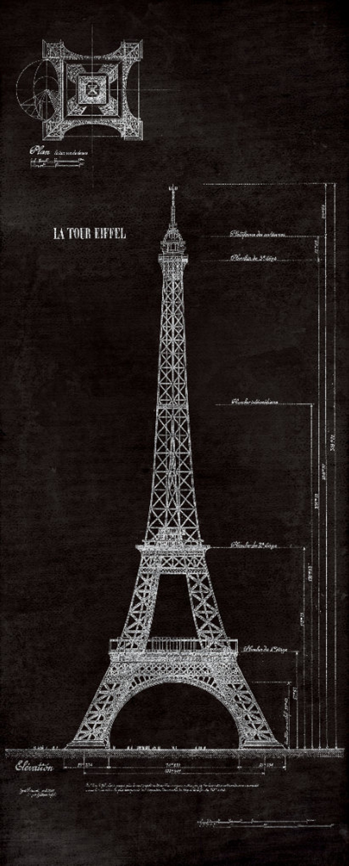 Eiffel Tower Blueprint : Vintage Eiffel Tower Blue Print - Etsy