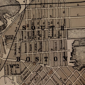 Boston Map Print : Vintage Boston Map Print Poster 1894 Old - Etsy