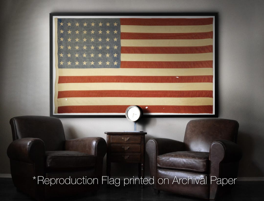 American Flag Print : Vintage American Flag - 48 Star American Flag ...
