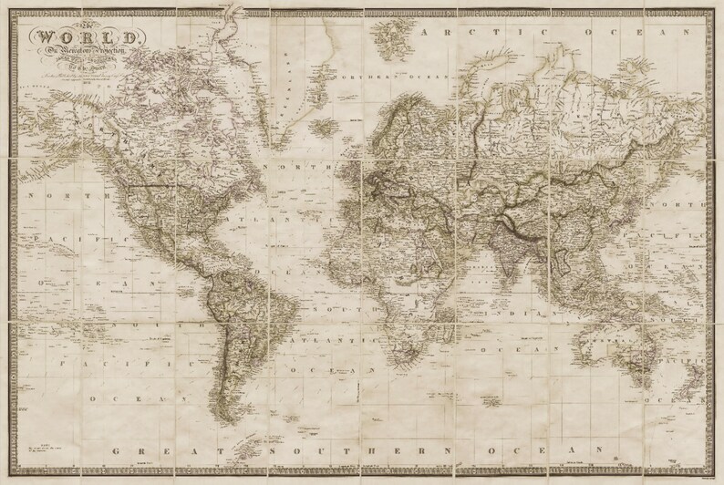 World Map Art : 1861 World Map Print - Antique World Map - Vintage ...