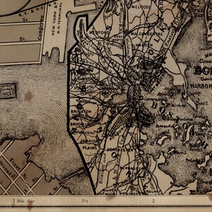 Boston Map Print : Vintage Boston Map Print Poster 1894 Old - Etsy
