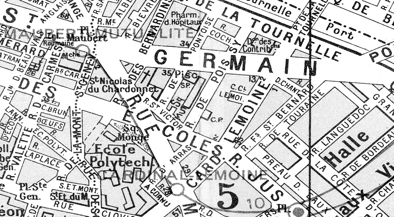 Paris Map 5th Arrondissement Map Pantheon Map Print : | Etsy