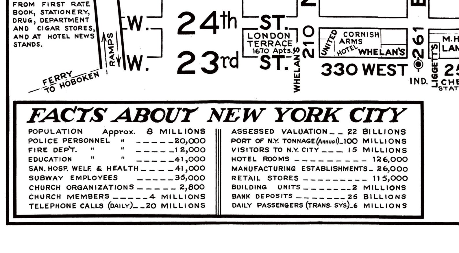 New York Map Print : - 1955 Midtown Manhattan Map Print - Archival New ...