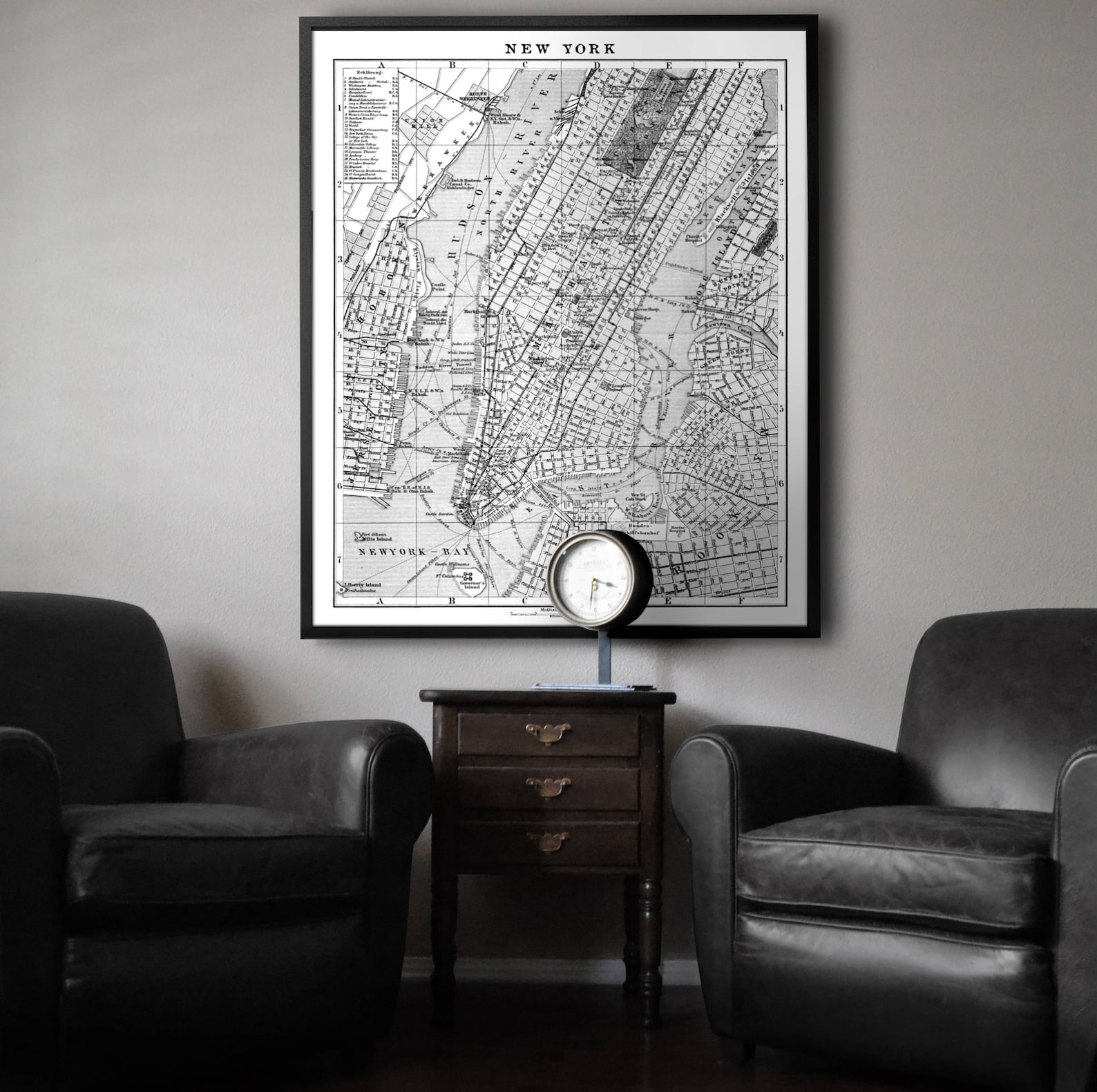 New York Map Print : Circa 1900 Map of New York Lithograph Giclee Print ...