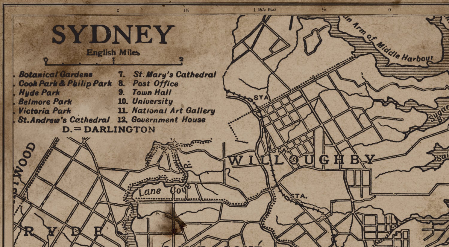 Sydney Map Print : Vintage Circa 1910 Sydney Map Print Poster - Etsy ...