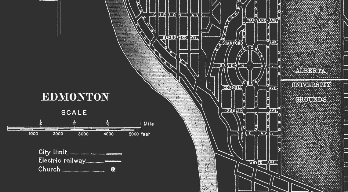 Edmonton Map : Vintage Edmonton Map Print Vintage Canada Map - Etsy