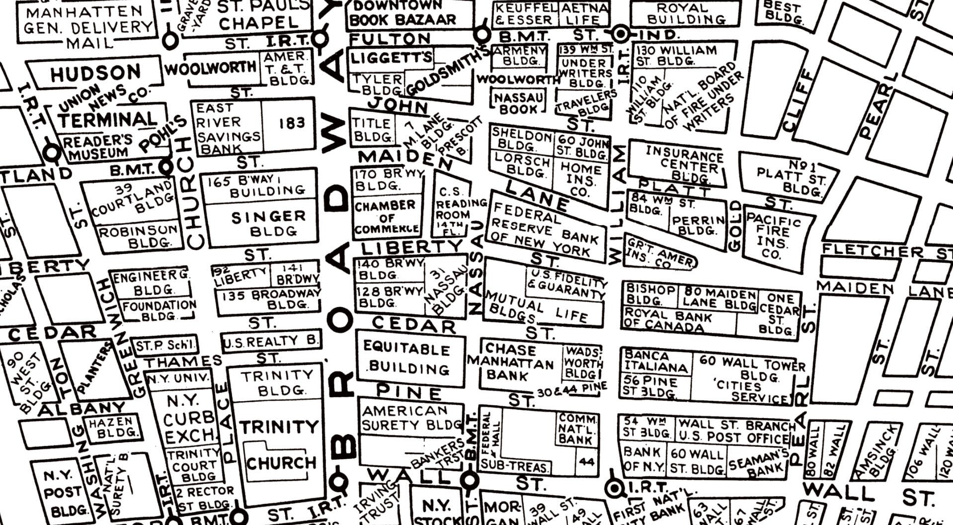 New York City Map : Financial District Map Archival New | Etsy