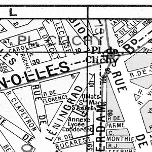 Paris Street Map : 9th Arrondissement Map - Opéra Print - Paris Metro ...