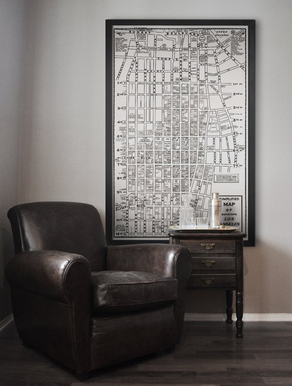 Vintage Downtown Los Angeles Map : 1940s Down Town Los Angeles | Etsy