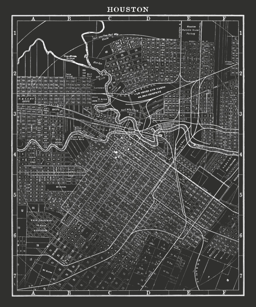 Houston Map Print : Vintage Houston Map Print - Vintage Houston Texas ...