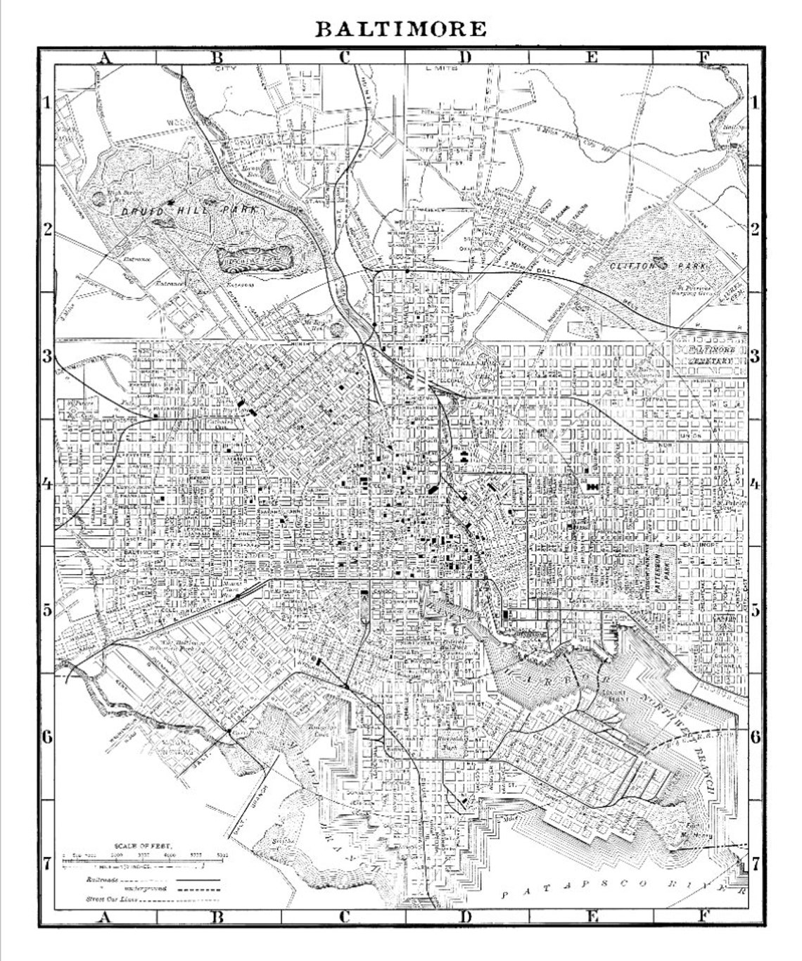 Baltimore Map : Vintage Baltimore Map Print Circa 1891 - Etsy