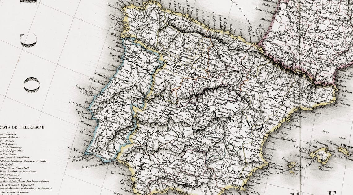 Europe Map : 1816 Map of Europe - Vintage Map of Europe - Panel Map ...
