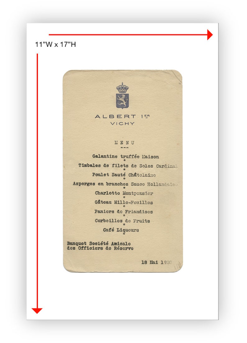 French Menu 5 1930 Vintage French Brasserie Menu Print | Etsy