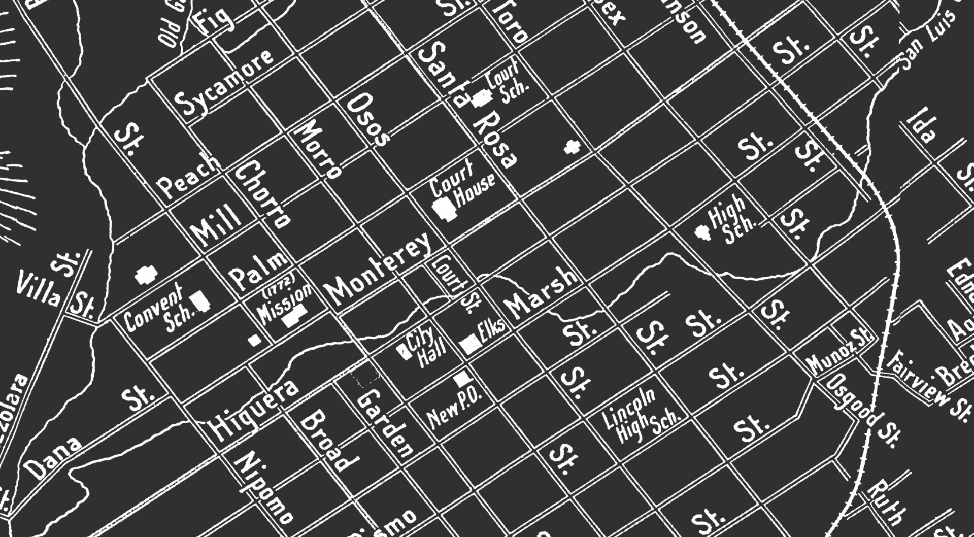 San Luis Obispo Map : Vintage San Luis Obispo Map Print Old | Etsy
