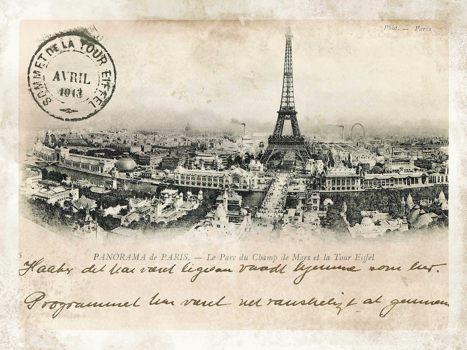 Eiffel Tower Print : Vintage Eiffel Tower Postcard Vintage | Etsy