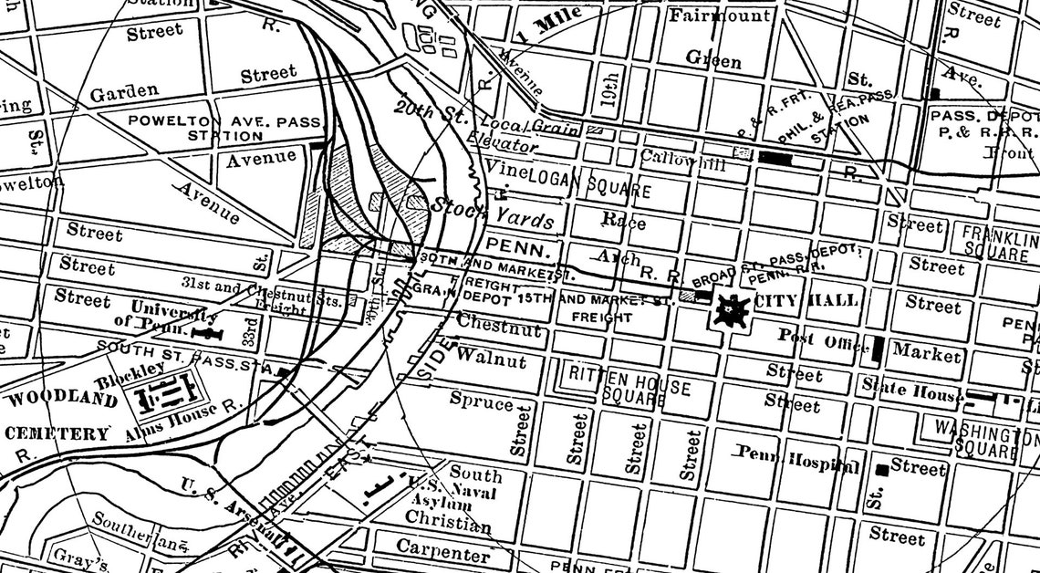 Philadelphia Map : Black and White Vintage Philadelphia Map | Etsy