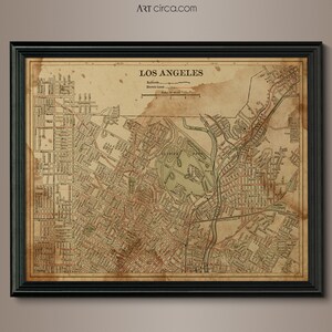 Los Angeles Map : Vintage Circa 1900 Los Angeles Map Print Poster ...